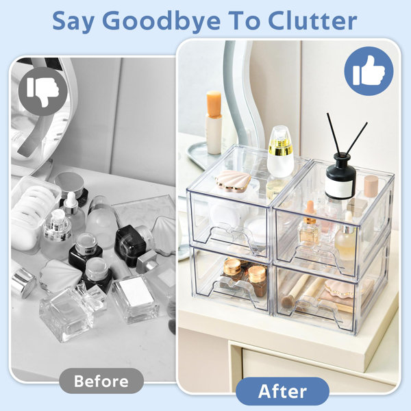 Rebrilliant Storage Drawers, Stackable, Acrylic Bathroom Makeup Organizer And Storage ...